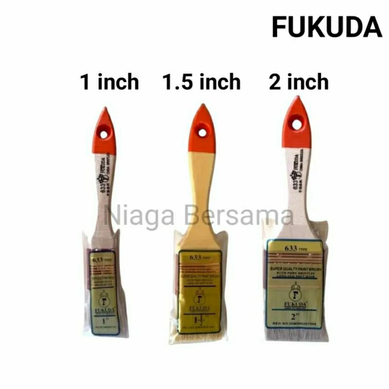 Jual Kuas Cat Fukuda 1 inch 2 Inchi Koas Kayu | Shopee Indonesia