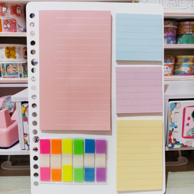 Jual Sticky Note Set Binder A5 20ring/ Notepad Set Sudah Ada Lem ...