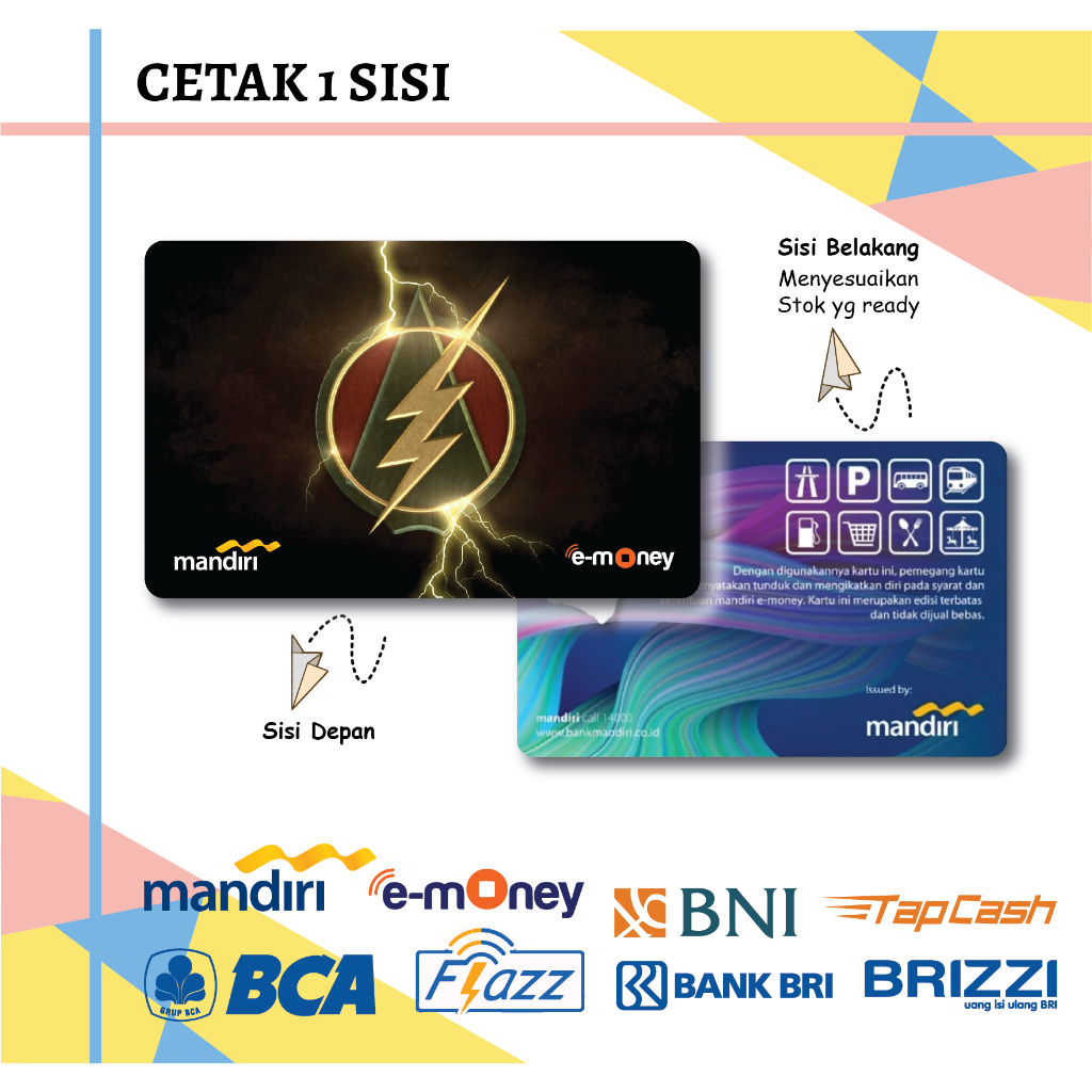 Jual KARTU EMONEY ETOLL SUPERHERO LOGO THE FLASH MANDIRI FLAZZ BCA GEN ...