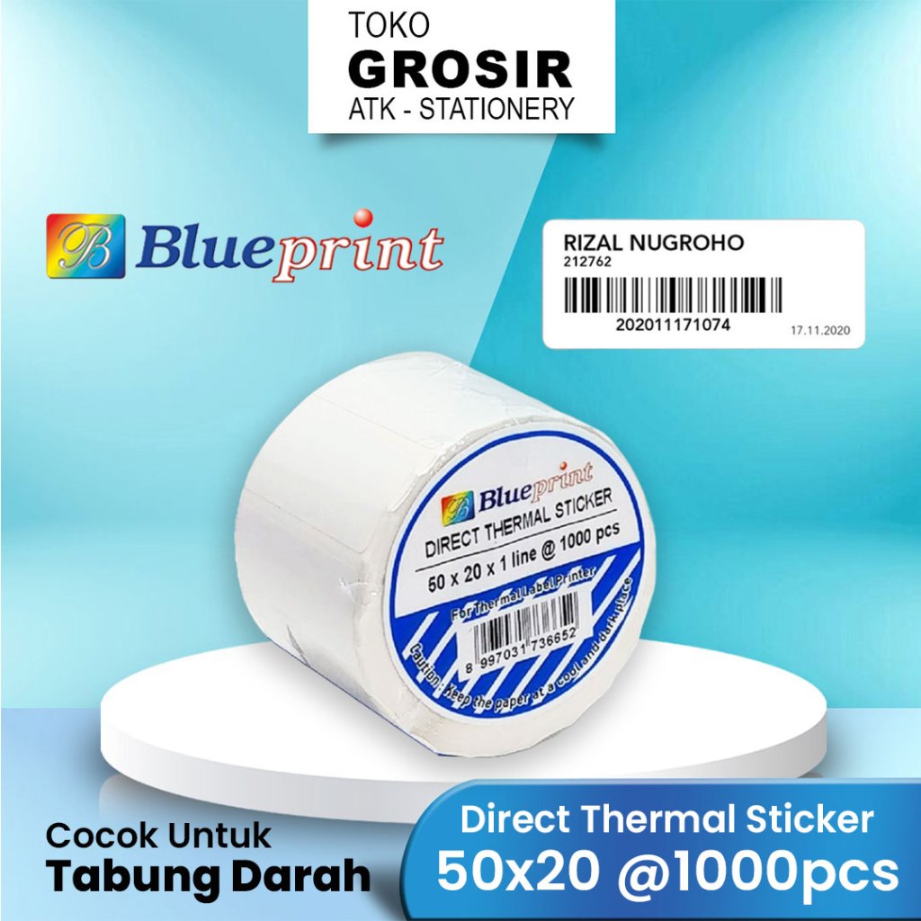 Jual 50x20 Direct Thermal Sticker , Kertas Label Stiker BLUEPRINT ...