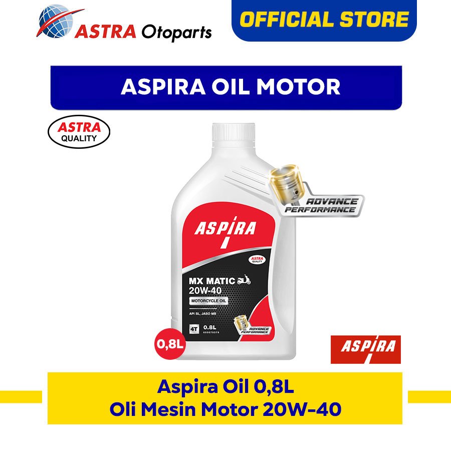 Jual Oli Motor Matic Yamaha Honda 20W-40 Aspira Oil 0,8L | Shopee Indonesia