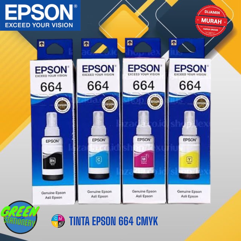Jual TINTA EPSON 664 cyan,magenta,yellow original - BIRU | Shopee Indonesia