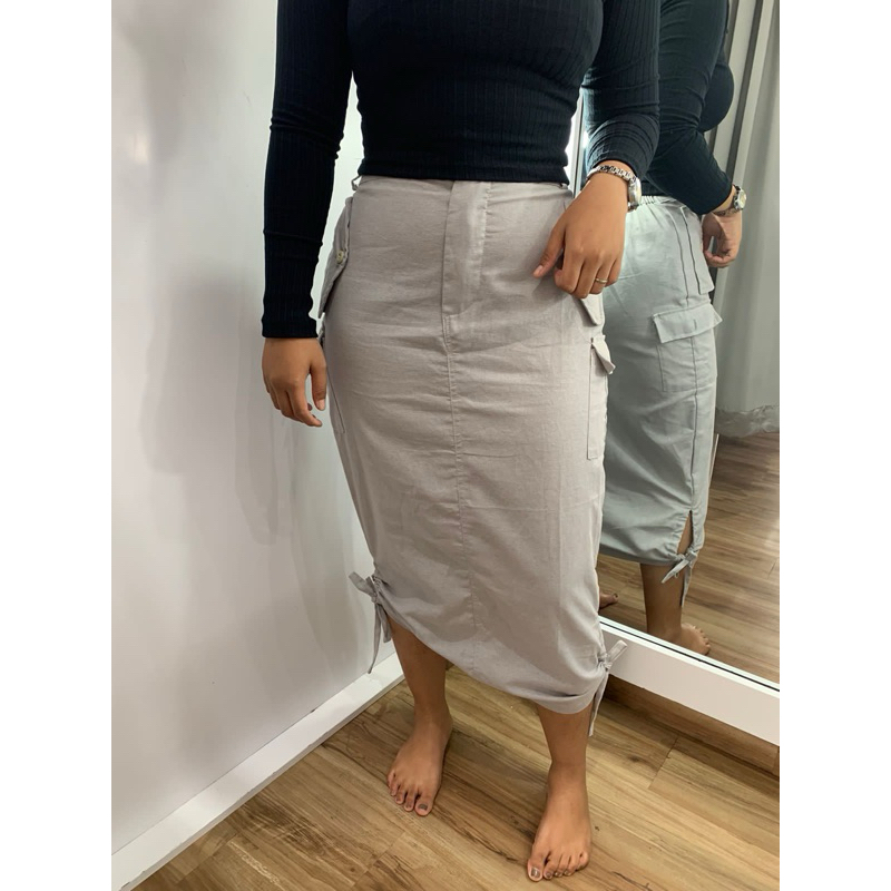 Jual Rok Linen Cargo Panjang | Shopee Indonesia