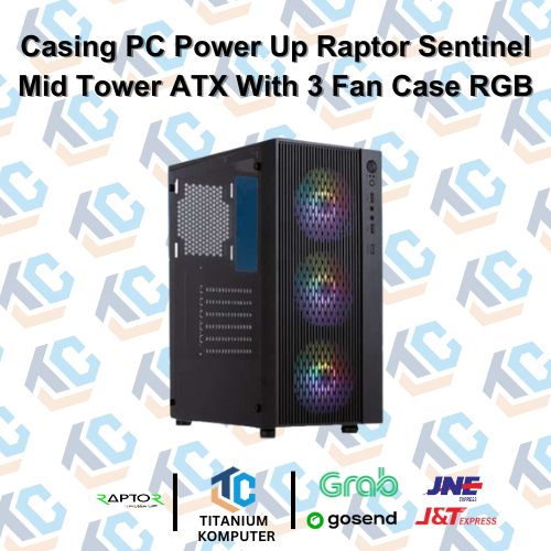 Jual Casing PC Power Up Raptor Sentinel Mid Tower ATX With 3 Fan Case ...