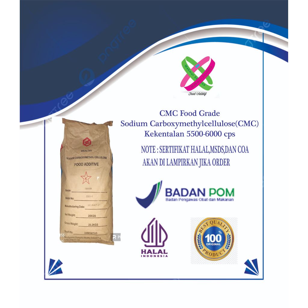 Jual CMC Food Grade Sodium Carboxymethylcellulose(CMC) Kekentalan 5500 ...