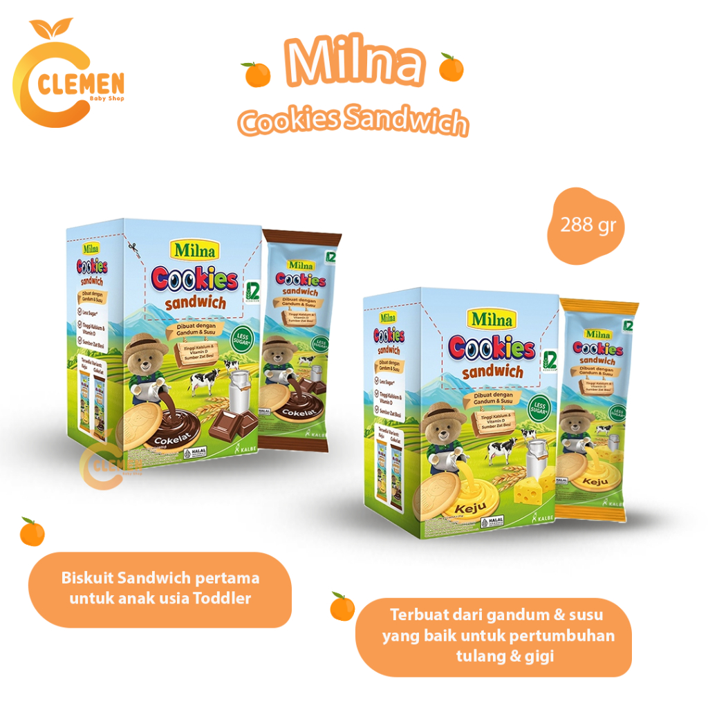 Jual Milna Cookies Sandwich 12x24gr (Biskuit Bayi 12M+) | Shopee Indonesia