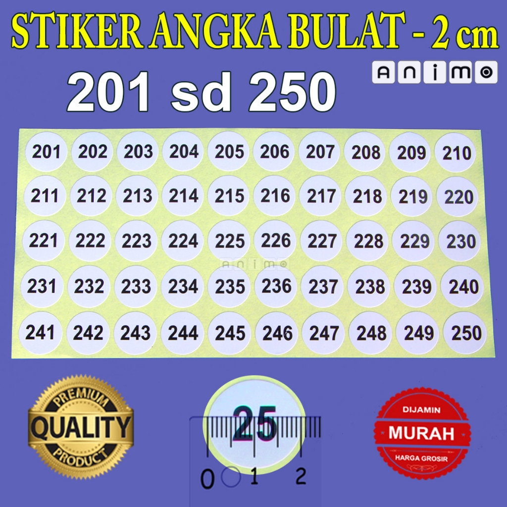 Jual LABEL - STIKER ANGKA BULAT 2 CM - ROUND NUMBER STICKERS 2 CM ...