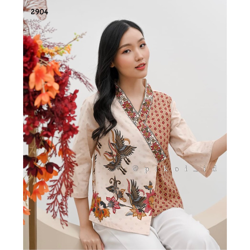 Jual Batik wanita / atasan batik wanita / baju batik kimono wanita modern / seragam kerja kantor ...