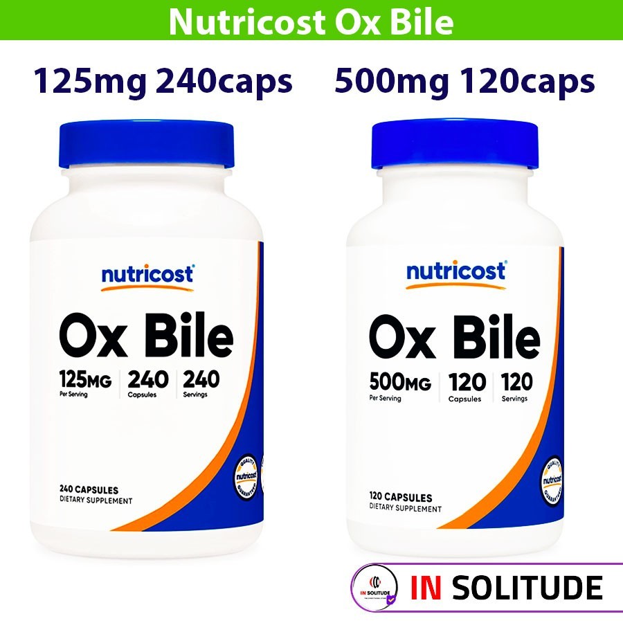 Jual Nutricost Ox Bile Capsules 125mg 240 Capsules | 500mg 120 Capsules | Shopee Indonesia