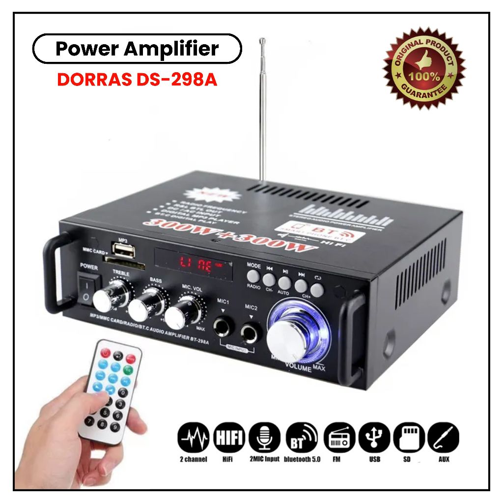 Jual Power Amplifier Bluetooth DORRAS Karaoke DS-298A - Amplifier Mini ...