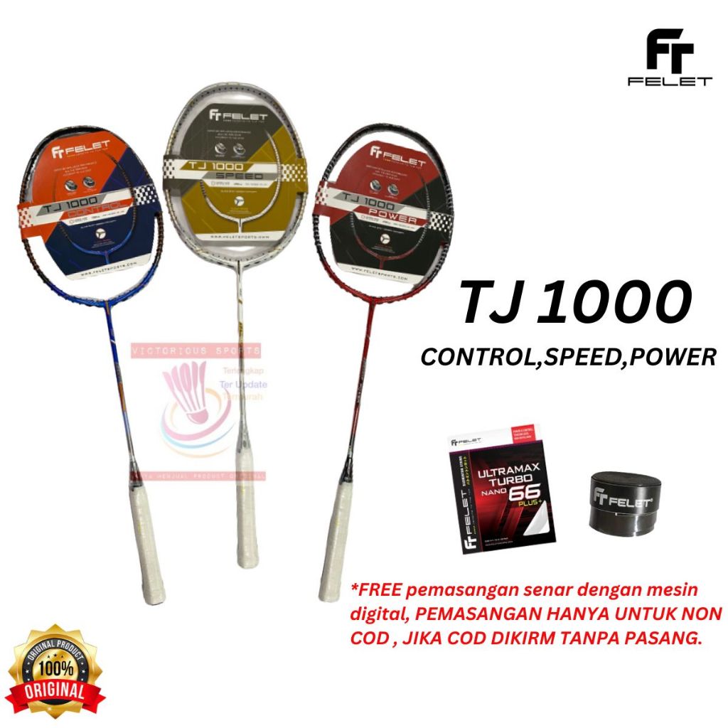 Jual RAKET BADMINTON BULUTANGKIS FELET TJ 1000 POWER SPEED CONTROL ...