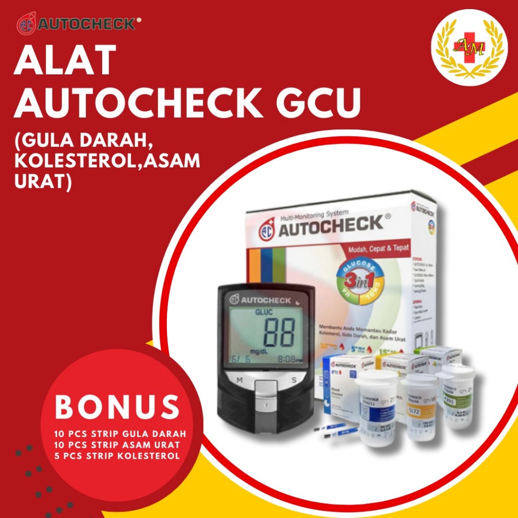 Jual Alat Autocheck 3 in 1 GCU Alat Tes Gula Darah Kolesterol Asam Urat ...