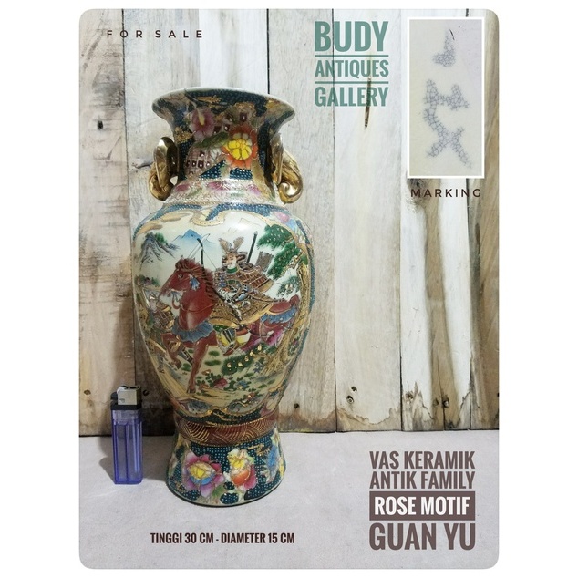 Jual Vas Oriental Antik Family Rose Lukis Guan Yu | Shopee Indonesia