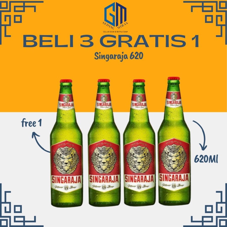 Jual PAKET SINGARAJA 620 BIR PUTIH PILSNER BOTOL JUMBO BEER SINGA RAJA ...