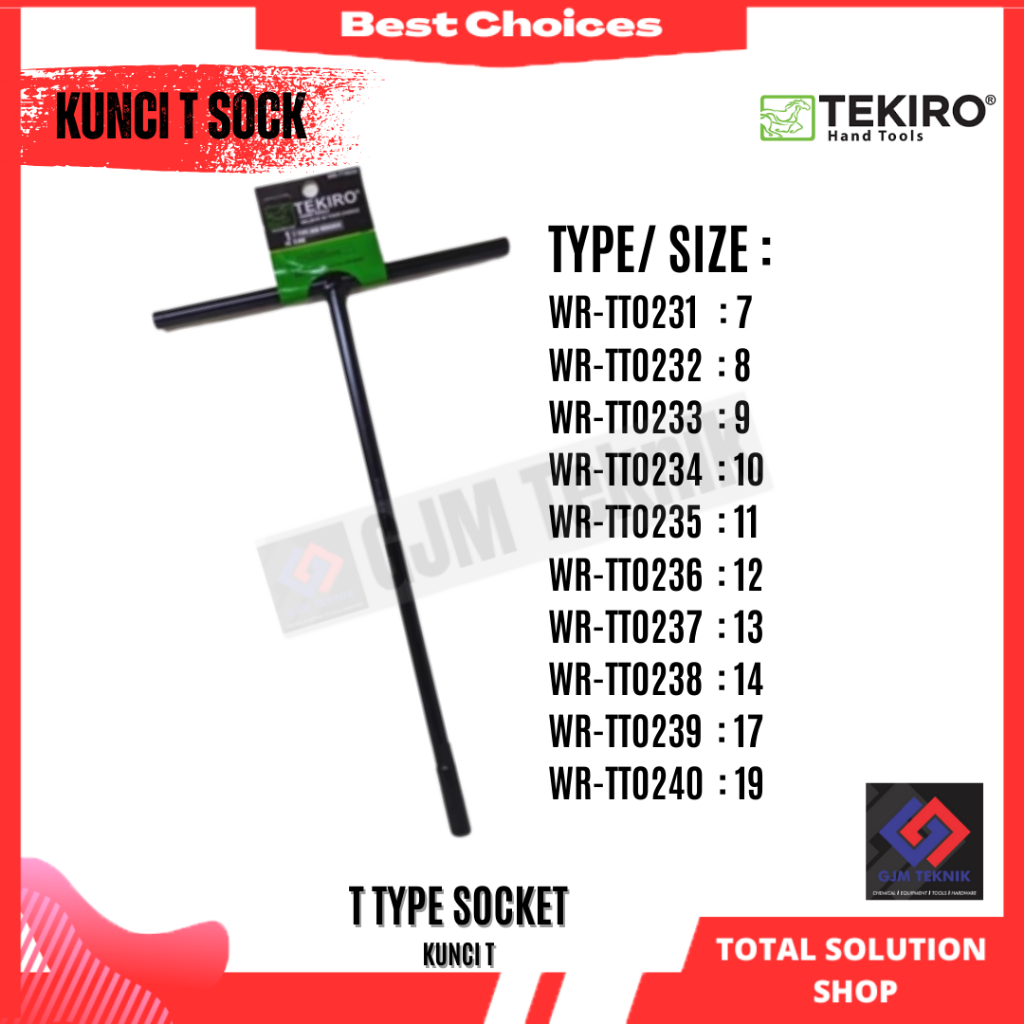 Jual Kunci Socket T dengan berbagai macam ukuran merek Tekiro - Murah ...