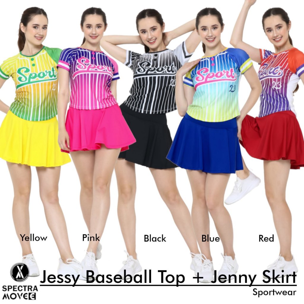 Jual Kaos olahraga JESSY BASEBALL rok senam JENNY SKIRT baju senam rok ...