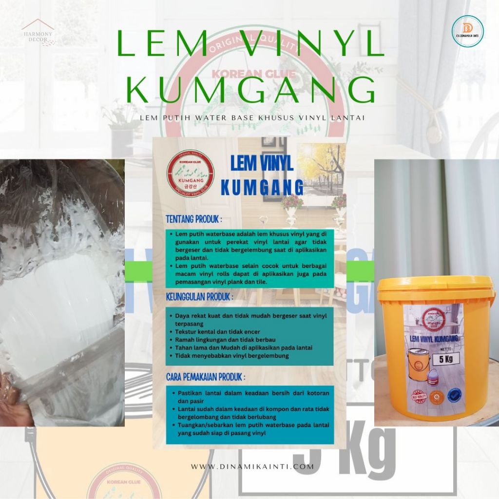 Jual Lem Putih Water Base Khusus Vinyl Lantai/Kumgang Lem Vinyl Korea ...