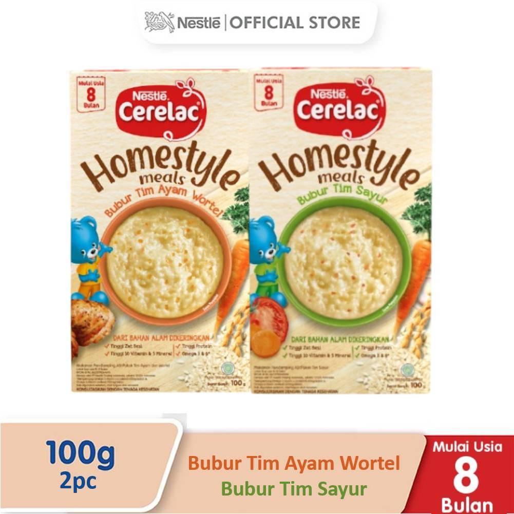 Jual Nestlé CERELAC HOMESTYLE Bubur Bayi Rasa Tim Ayam Wortel Box 100g + Rasa Tim Sayur Box 100g ...