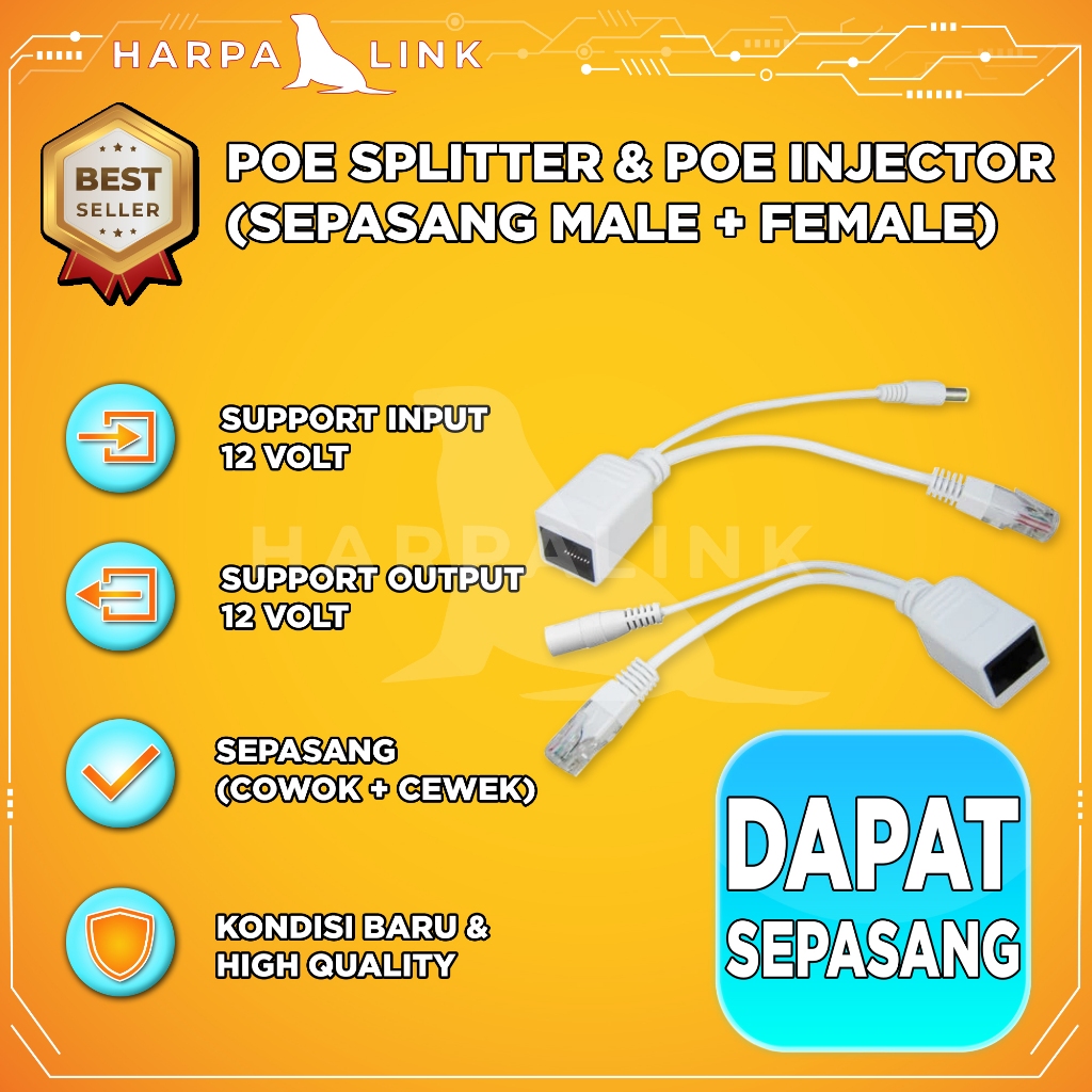 Jual Kabel POE Injector & POE Splitter Set Kabel POE Set White Putih ...