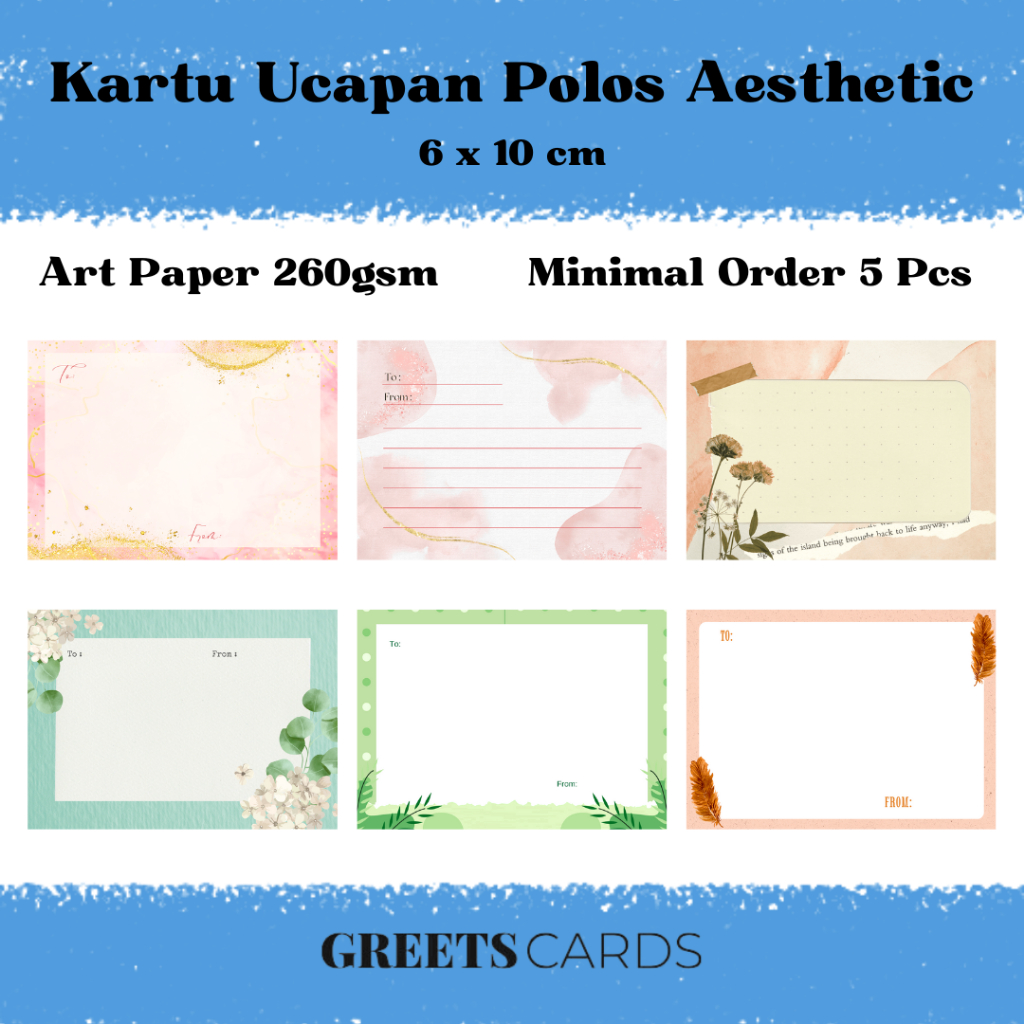Jual Greeting Card Aesthetic / Kartu Ucapan Polos (6x10cm) bisa untuk ...