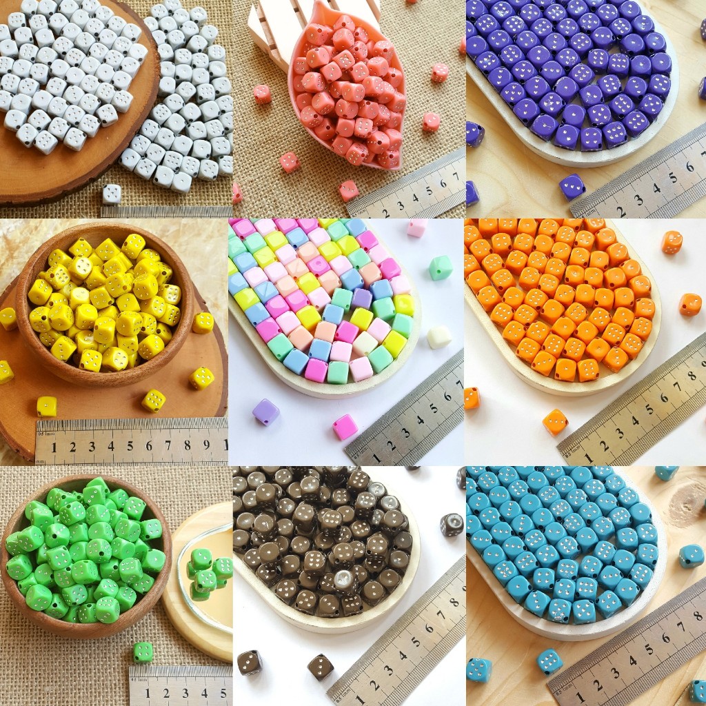 Jual (25gr) Manik Manik Mote Kerajinan Tangan Beads DIY Dadu Kotak ...