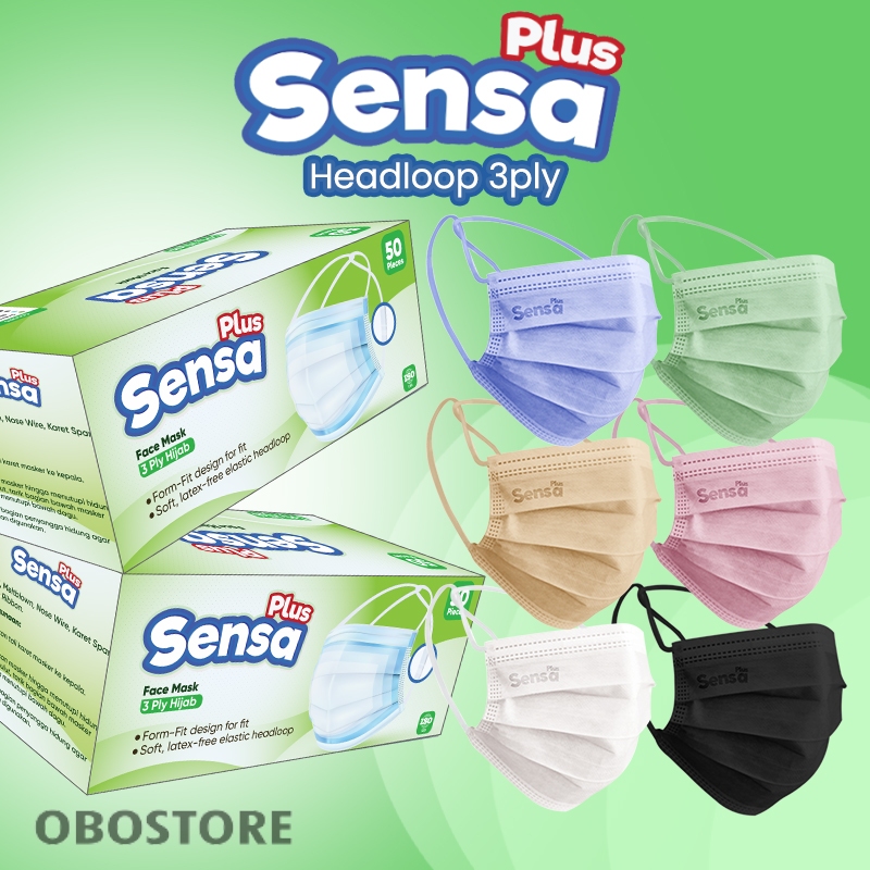 Jual Masker Sensa Plus Full Colour Hijab 3ply isi 50pcs | Shopee Indonesia