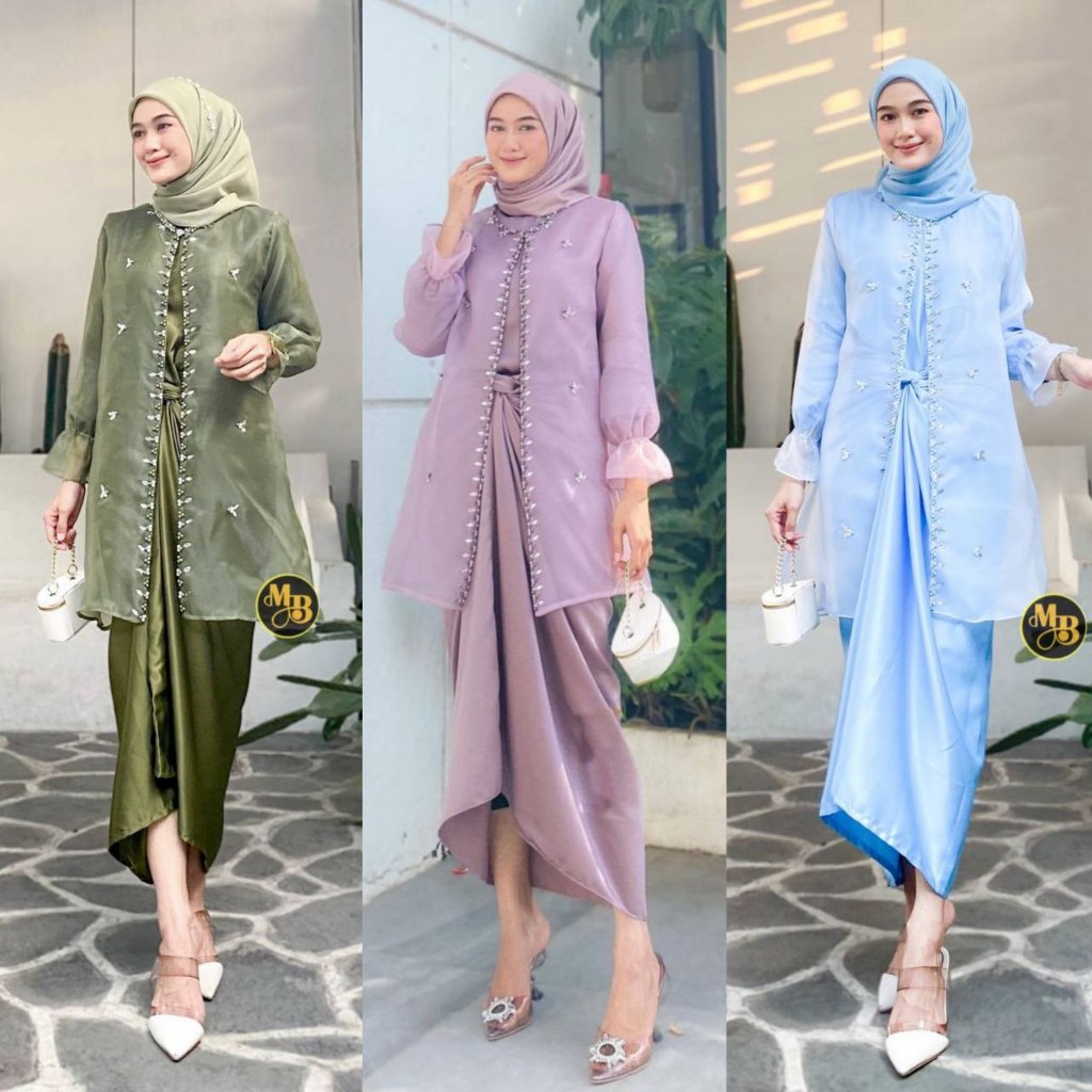 Jual Dress Inner Oneset Jemma Outer Organza Satin Silk Premium Rok ...