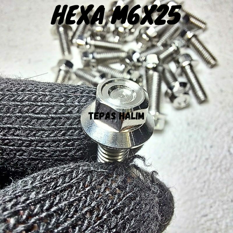 Jual Flange Bolt M6X25 Baut Hexa M6X25 Baut Topi Drat 10 Panjang 2,5 Cm ...