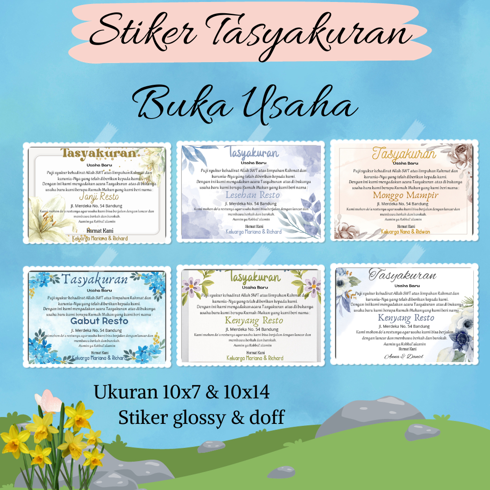 Jual Stiker Tasyakuran Buka Usaha Baru/Syukuran buka toko/ ISI 20PCS ... Jual Stiker Tasyakuran Buka Usaha Baru/Syukuran buka toko/ ISI 20PCS ...