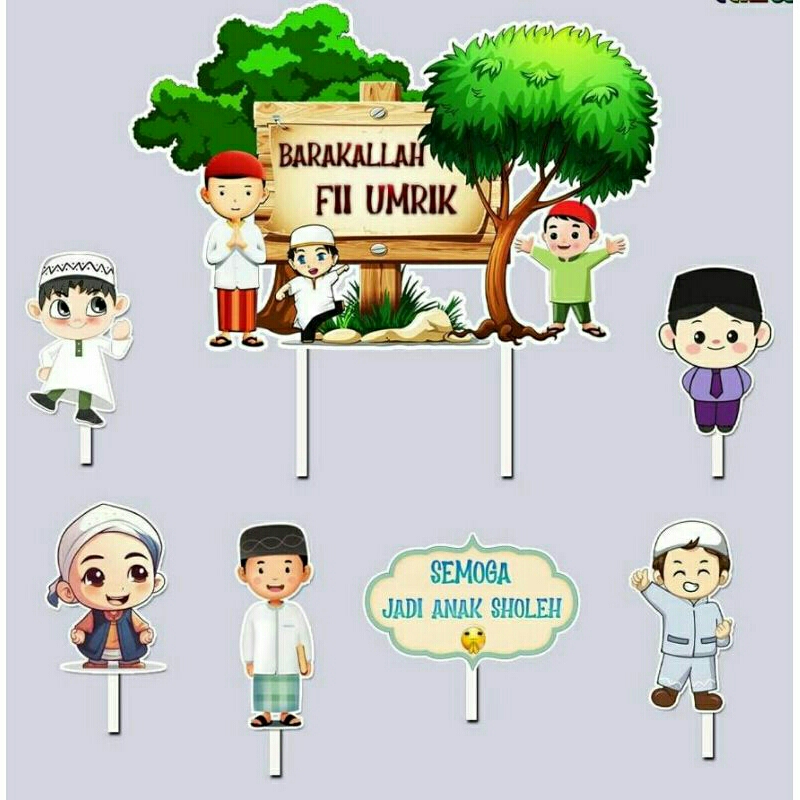 Jual 1 set cake topper hiasan kue ulang tahun tema anak soleh / anak ...