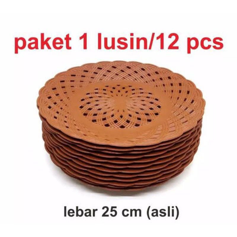 Jual Piring Rotan Anyaman Plastik isi 12 pcs / Piring Rotan Plastik | Shopee Indonesia