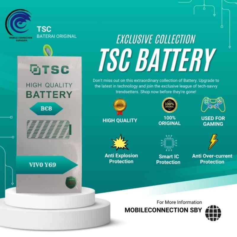 Jual BATERAI BATTERY VIVO Y69 BC8 TSC KUALITAS SETARA ORIGINAL | Shopee ...