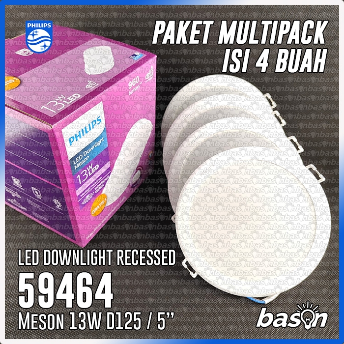 Jual PHILIPS Multipack isi 4 bh Meson 59464 - LED Downlight 13W 5 inch D125 | Shopee Indonesia