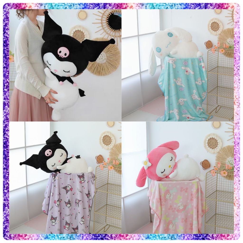 Jual EV B63 Boneka Bantal Selimut Sleepy My Melody Kuromi Cinnamoroll , Balmut Sanrio Full Body ...