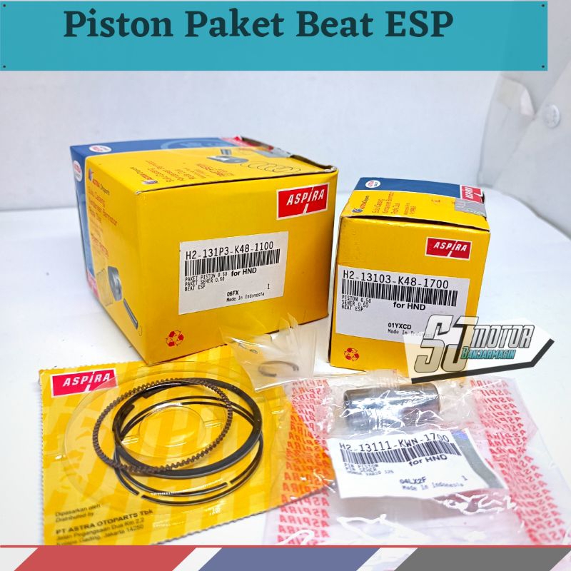 Jual Paket Piston Sehar Kit Set ASPIRA (K48) Beat Esp Pop Street Scoopy ...