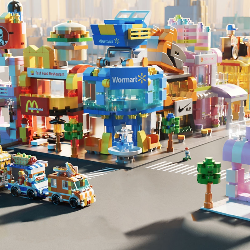 Jual Mainan Anak blok susun bangunan model Supermarket bricks edukasi ...