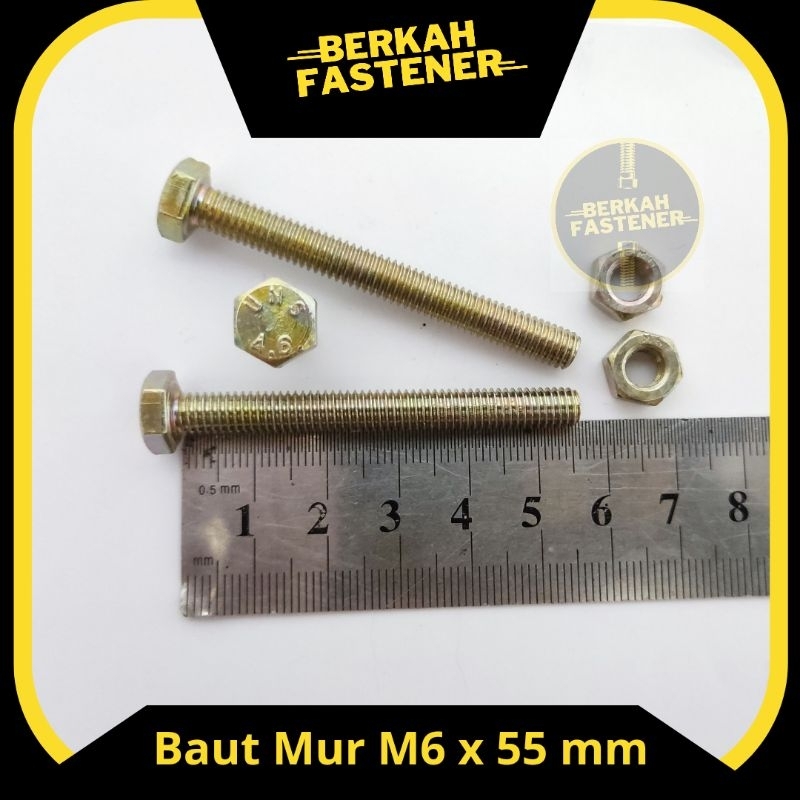 Jual Baut Mur M6 x 55 mm kunci 10 | Shopee Indonesia