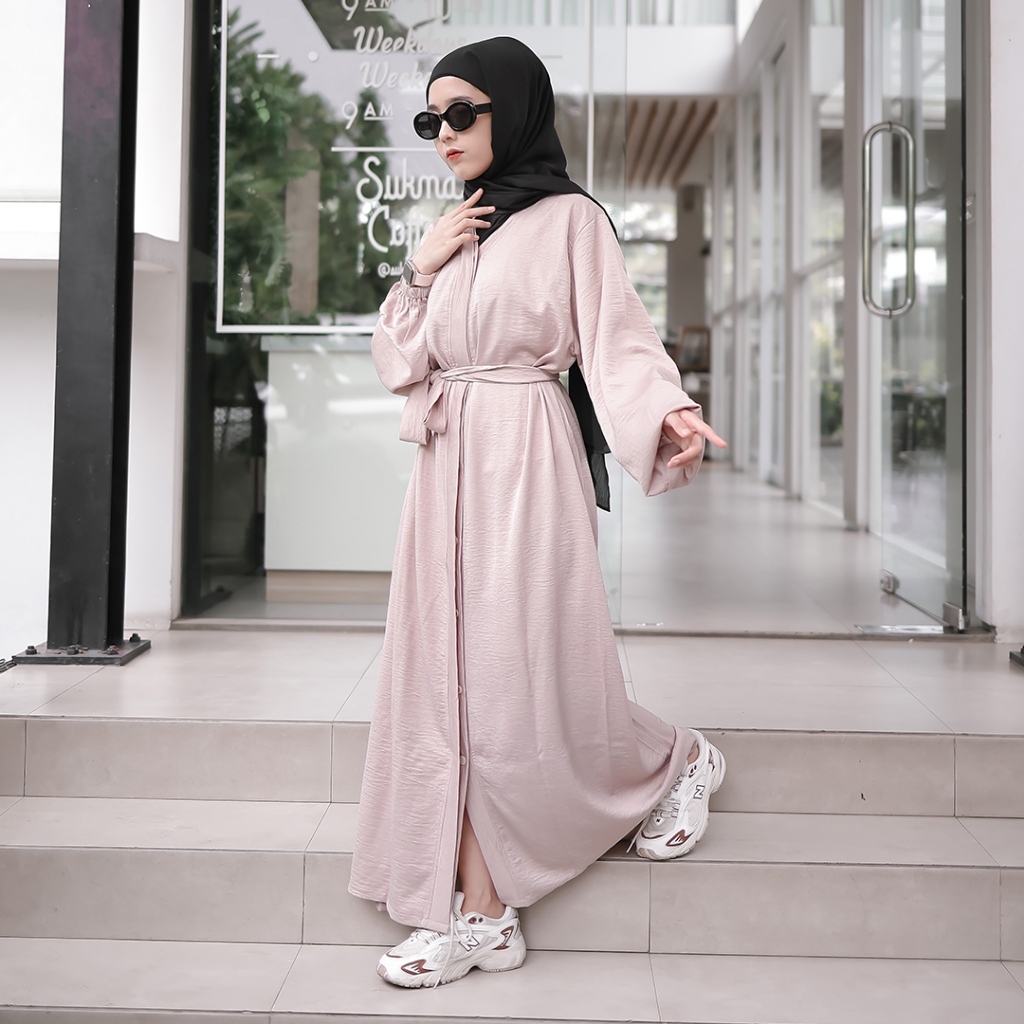 Jual Model Baju Abaya Arab Terbaru Abaya/Dress Dubai Polos Cream Elegan ...