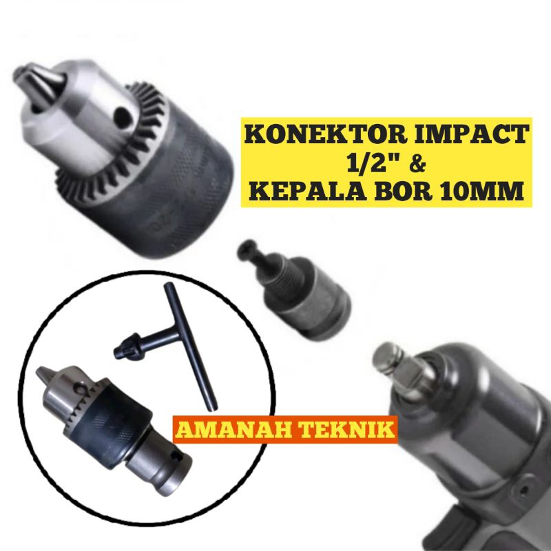 Jual Kepala bor impact 10mm bonus konektor impact wrench 1/2" + adaptor ...