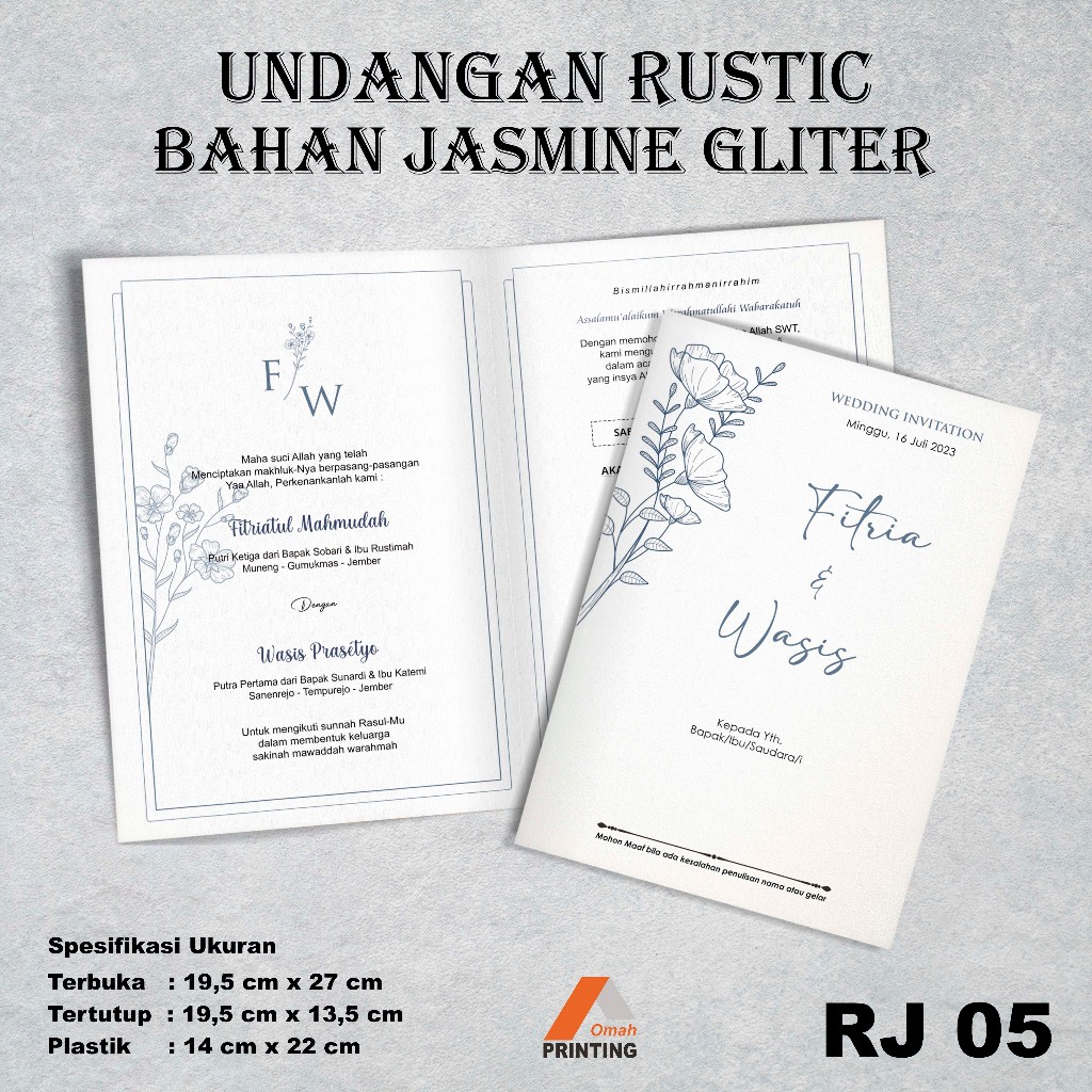 Jual UNDANGAN PERNIKAHAN JASMINE GLITER/UNDANGAN RUSTIK/UNDANGAN ...
