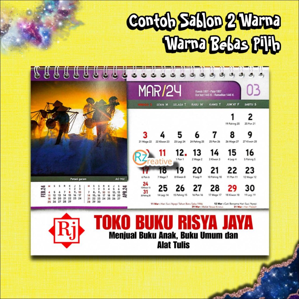 Jual Kalender Meja Custom Sablon Tahun 2024 (Minimal Order 50 PCS ...
