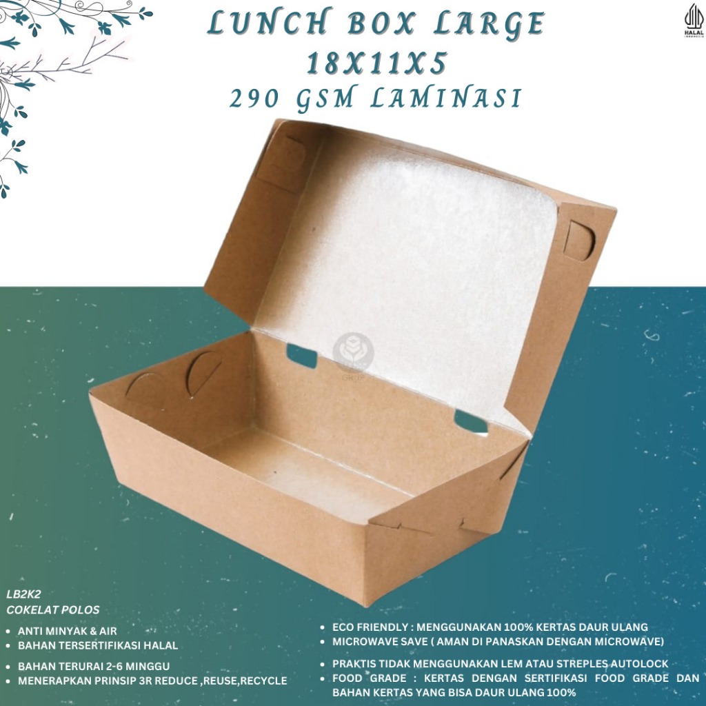 Jual Paper Lunch Box Large Bahan 290 Gsm Lunch Box L (LB2K2-18X11X5 Cm ...