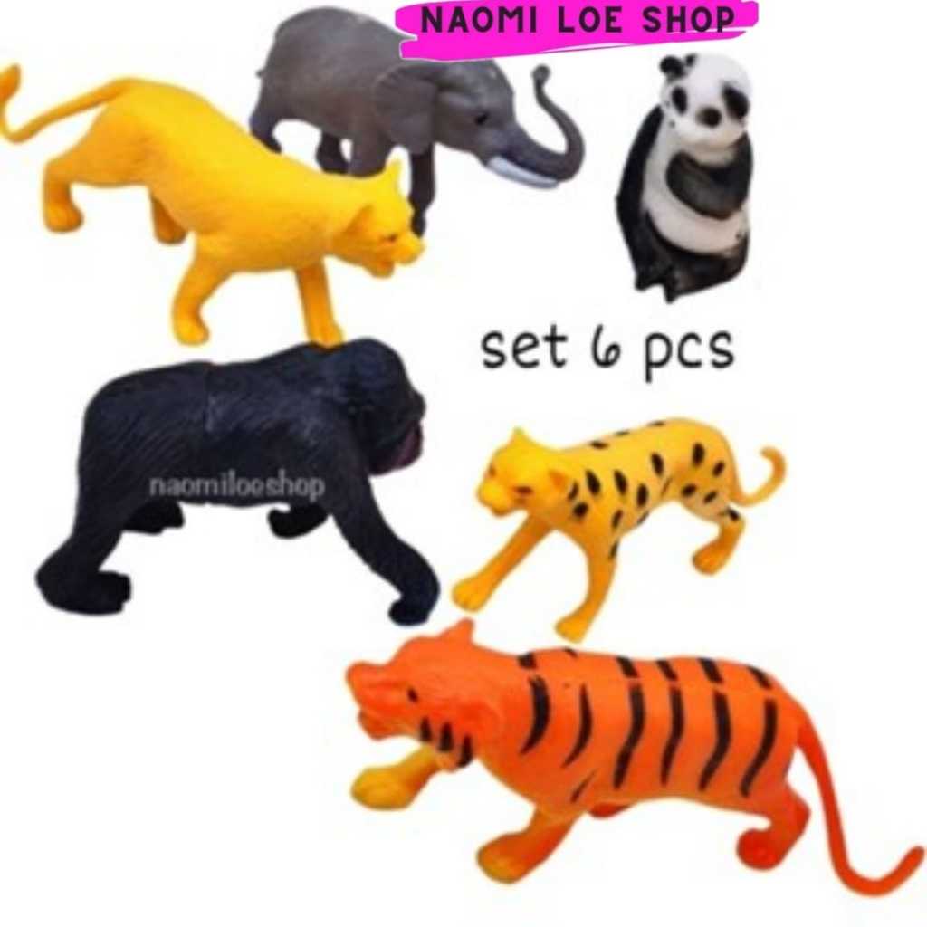 Jual T183 Figurin binatang 6pcs gajah jerapah harimau Mainan Bintang ...