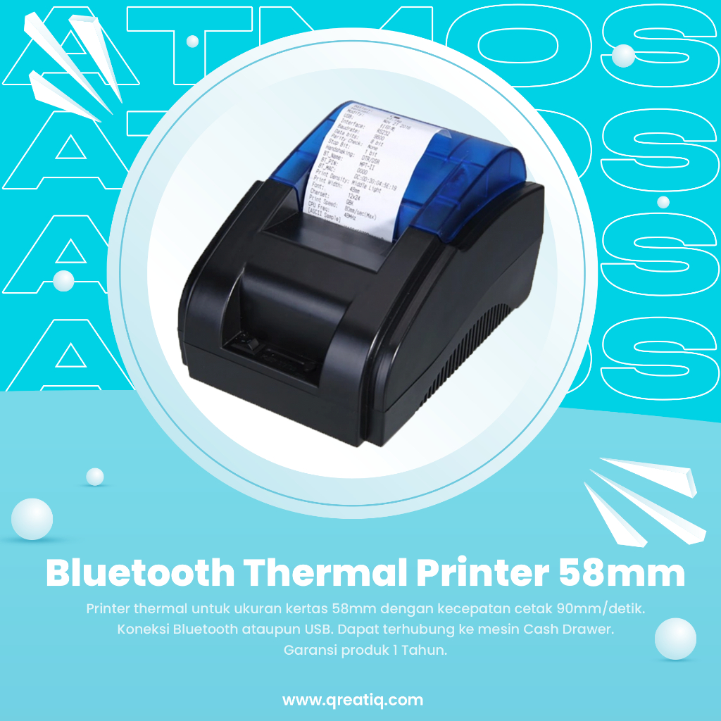 Jual Printer Kasir Thermal Atmos POS 58 (Bluetooth + USB) | Shopee Indonesia
