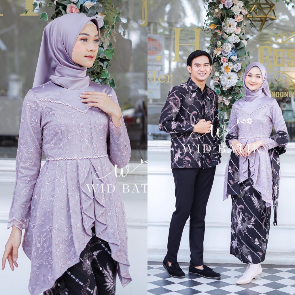 Jual LAFFEYA MAUVE Set Kebaya Wisuda Terbaru Baju Couple Kebaya Kondangan Lamaran Batik Seragam ...