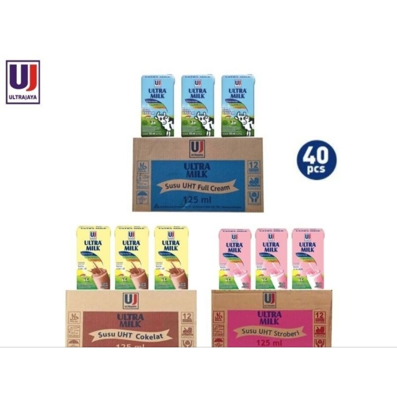 Jual SUSU ULTRA MILK KARTON 125ML (40PC) | Shopee Indonesia