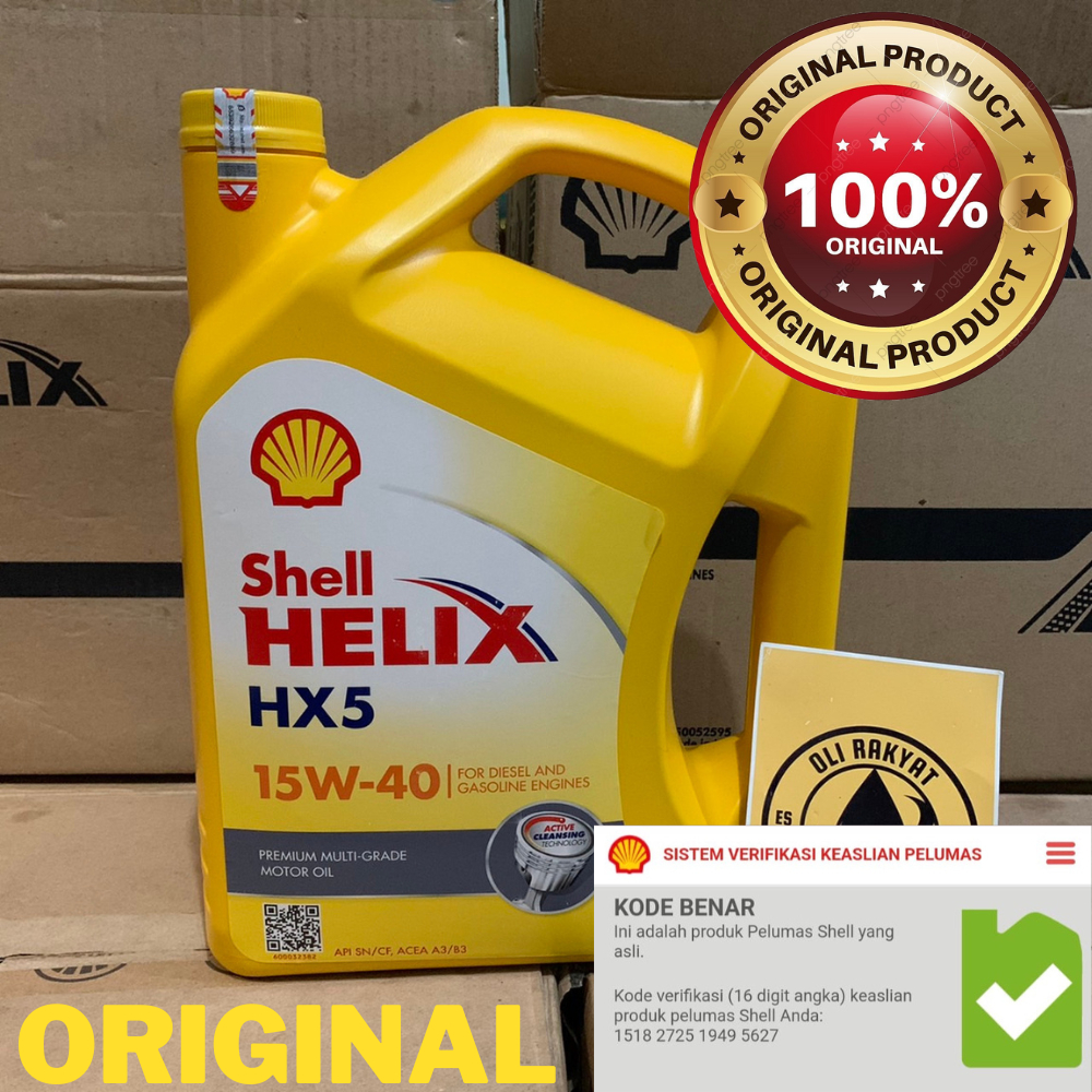 Jual OLI MESIN MOBIL SHELL HX5 15W-40 4L | OLI SHELL ORIGINAL BARCODE ...