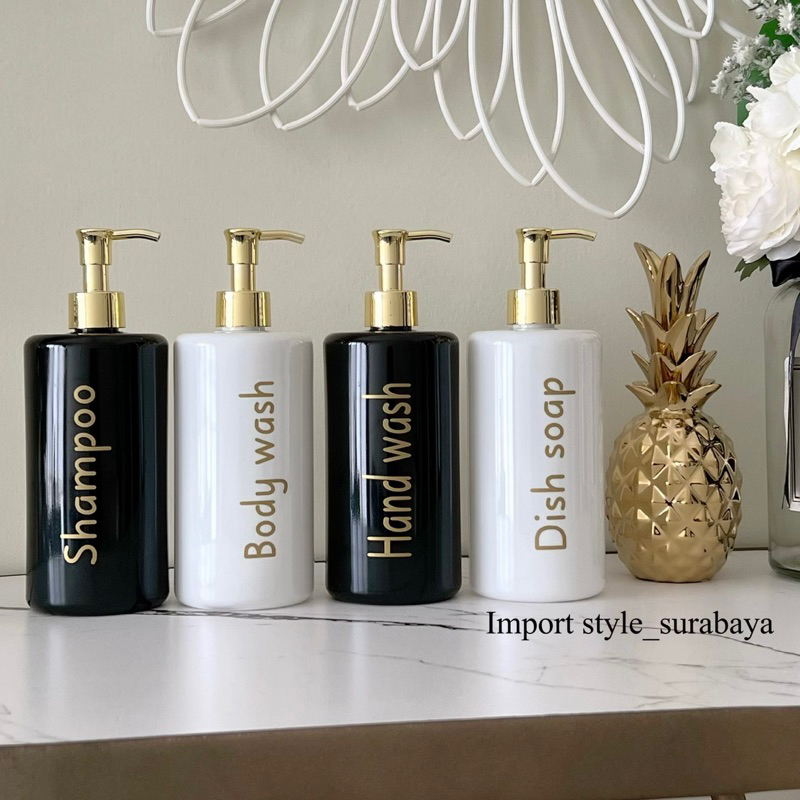 Jual botol HITAM / PUTIH N28 GLOSSY 500ml GOLD NATURAL . aesthetic ...