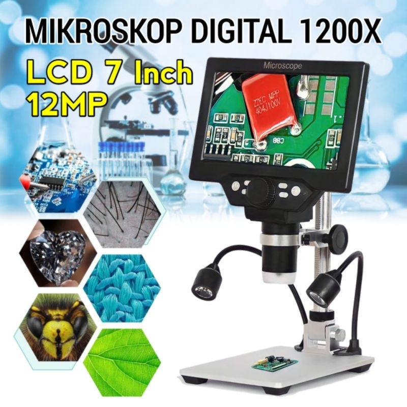 Jual Microscope Mikroskop Digital 1200X 12MP Monitor & Metal Stand ...