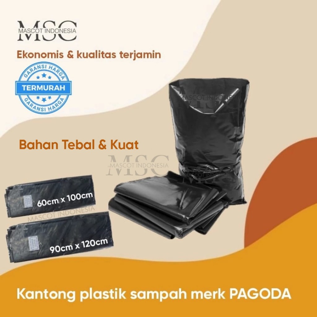 Jual Kantong Plastik Sampah Hitam Pagoda 60x100 | Trash Bag | Plastik ...